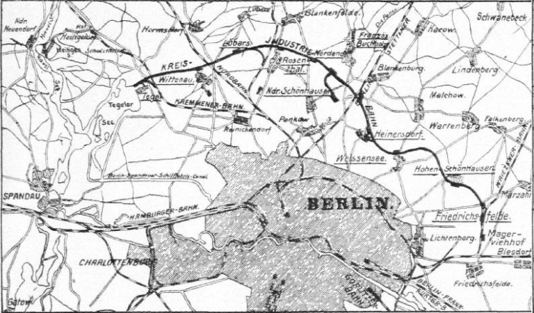 Berlin Atlas [3]: Stadt entlang der Industriebahn Tegel-Friedrichsfelde ...